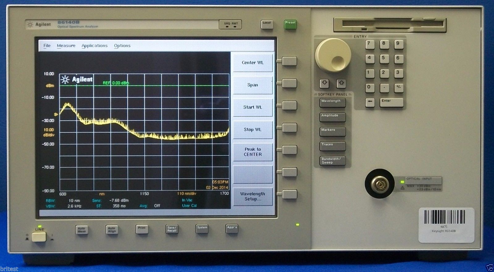 Used Agilent HP 86140B for sale by BRL Test, Inc. | used-line.com
